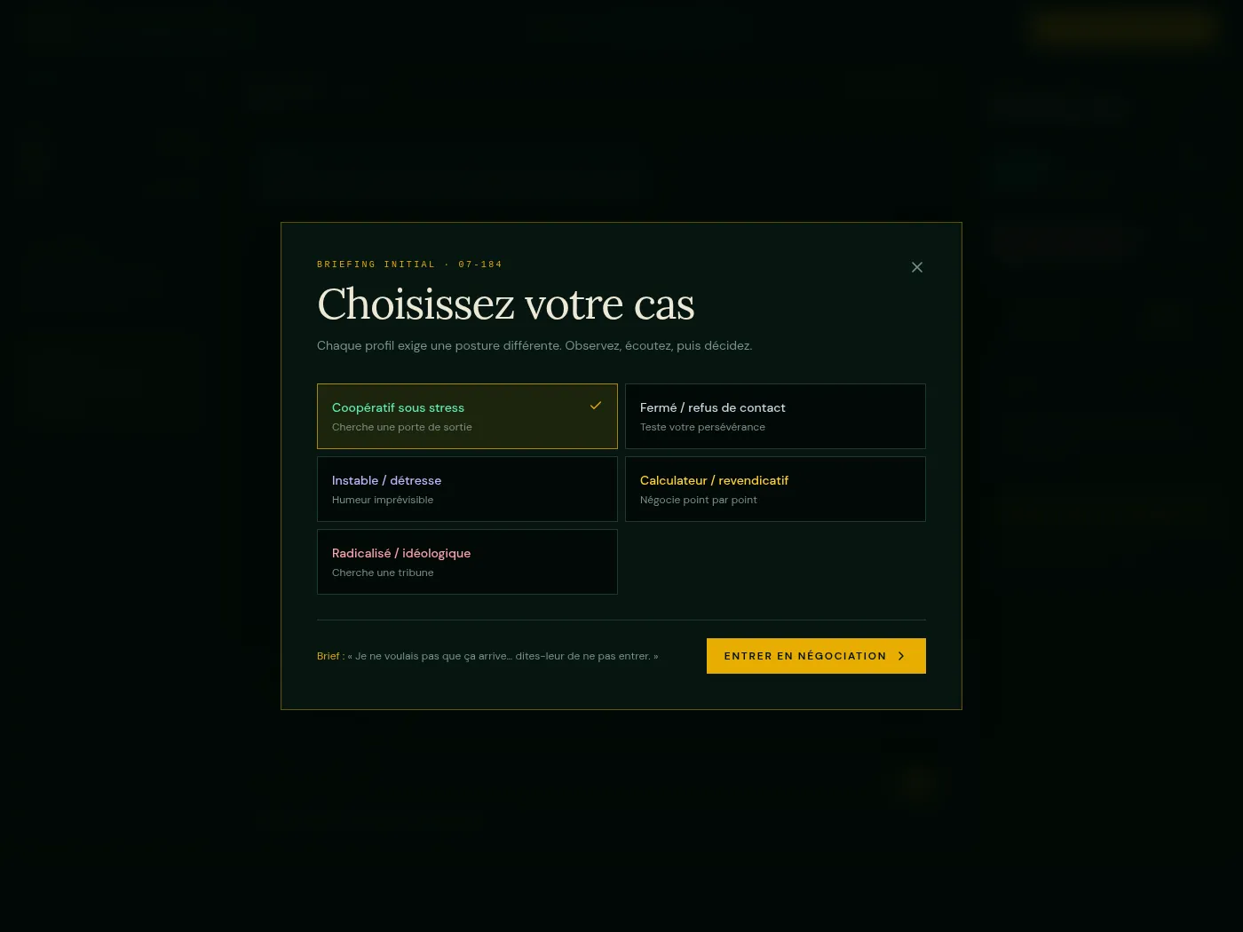 Crisis Negotiation Simulator