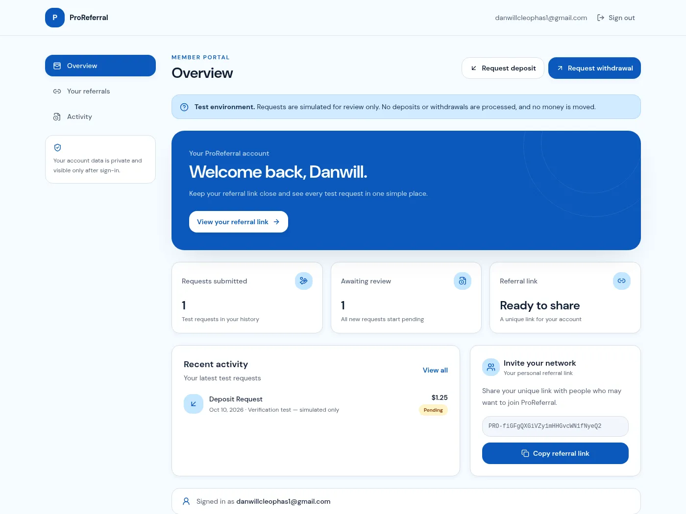 ProReferral Dashboard