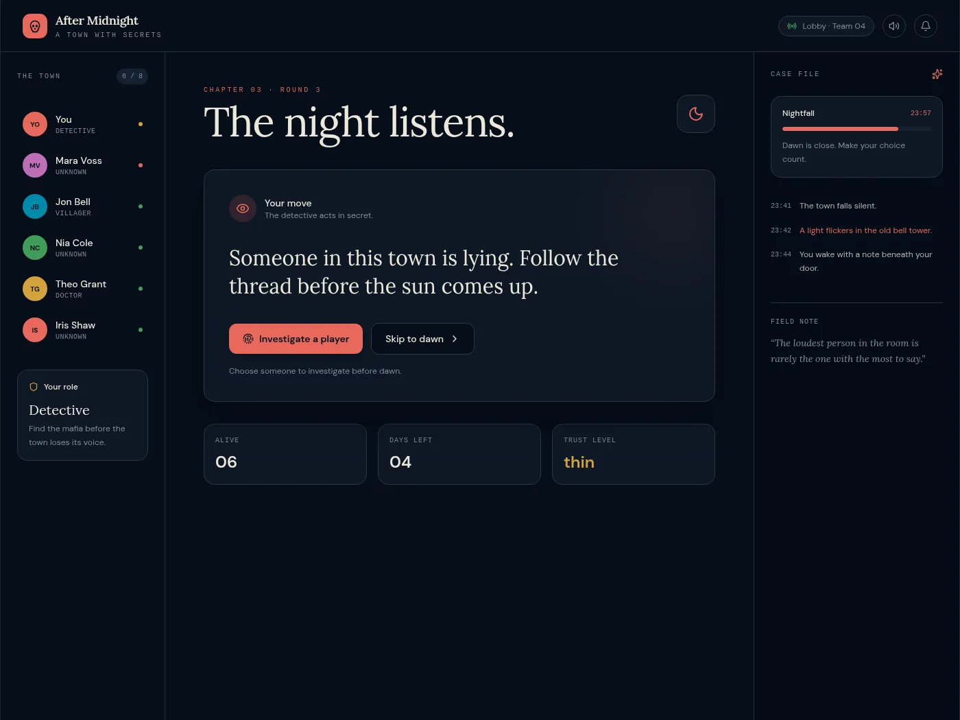 Mafia Web Game