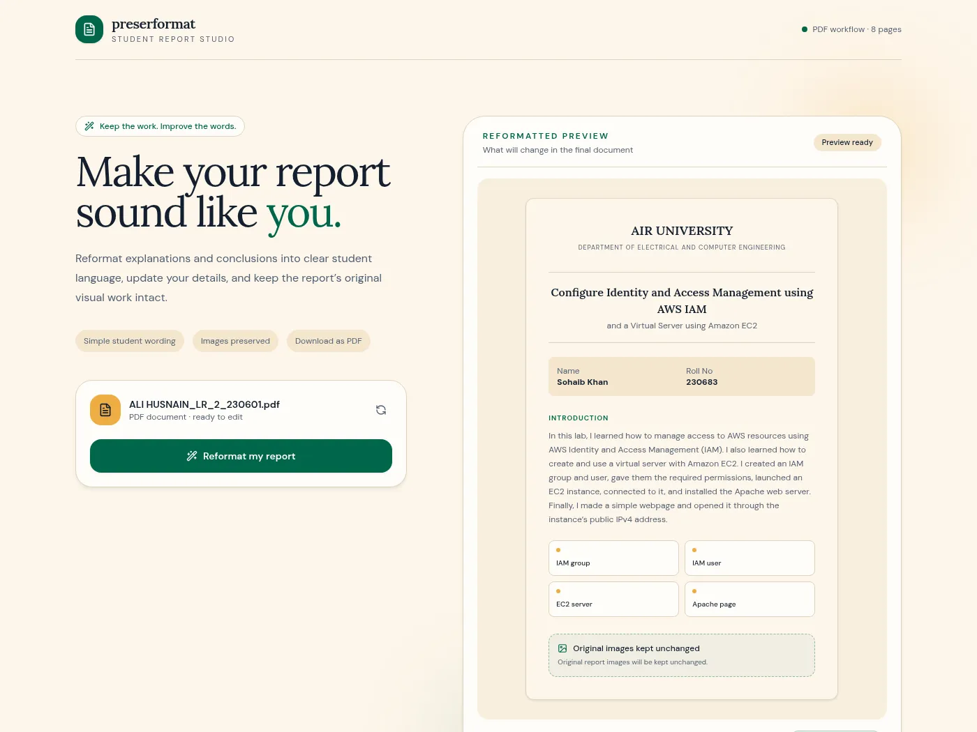 Student Report Reformatter