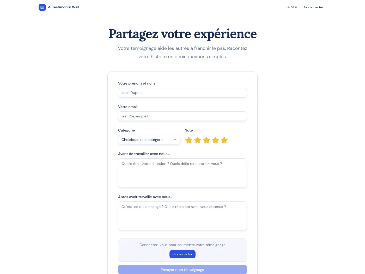 AI Testimonial Wall