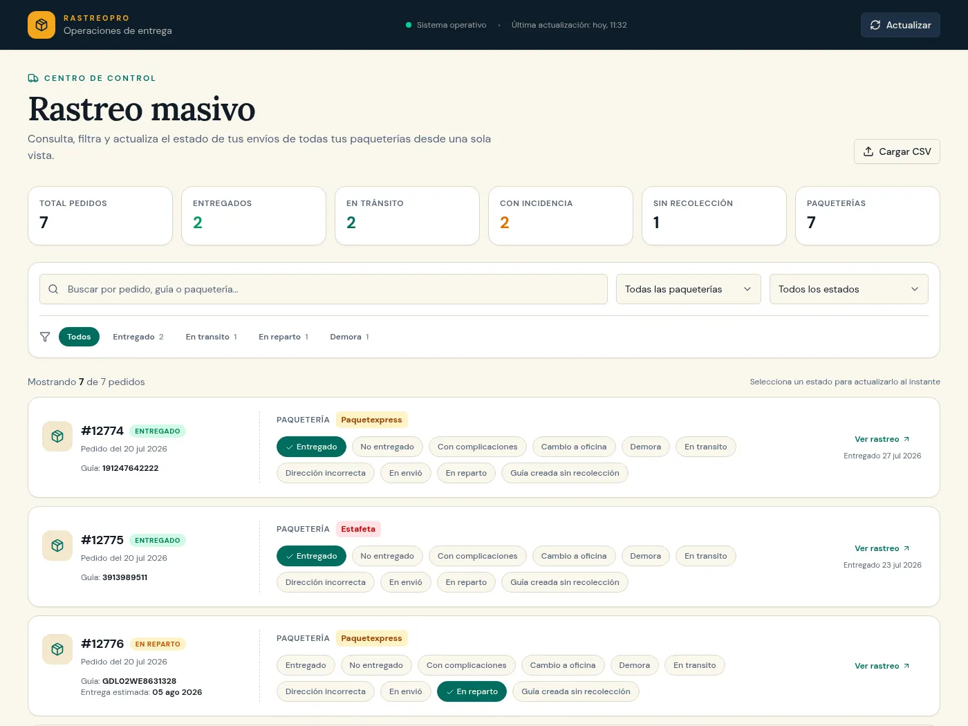 RastreoPro Paquetes