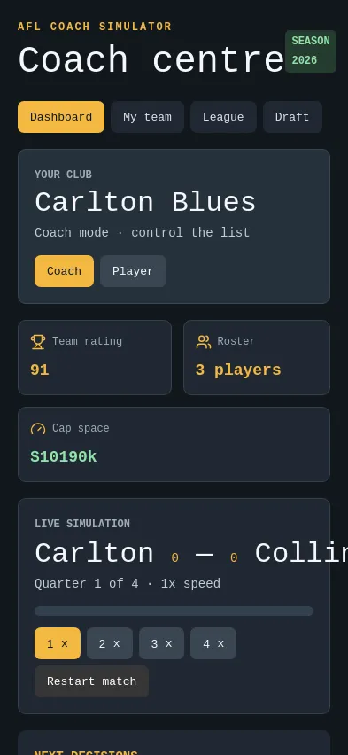 AFL Coach Simulator