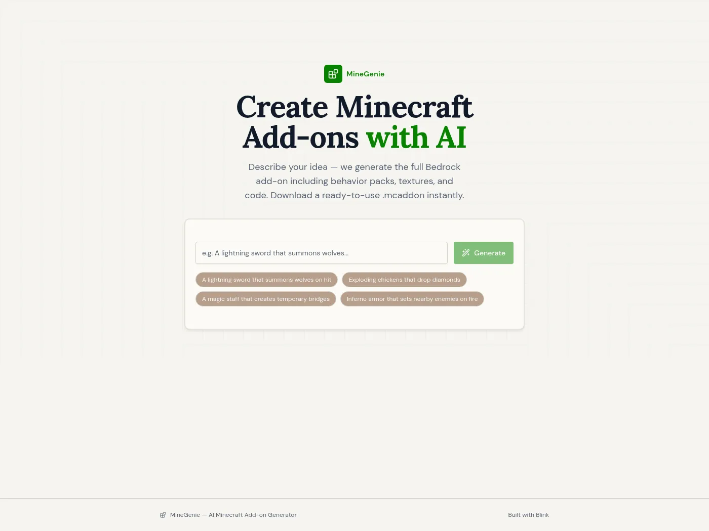 MineGenie AI Add-on Maker