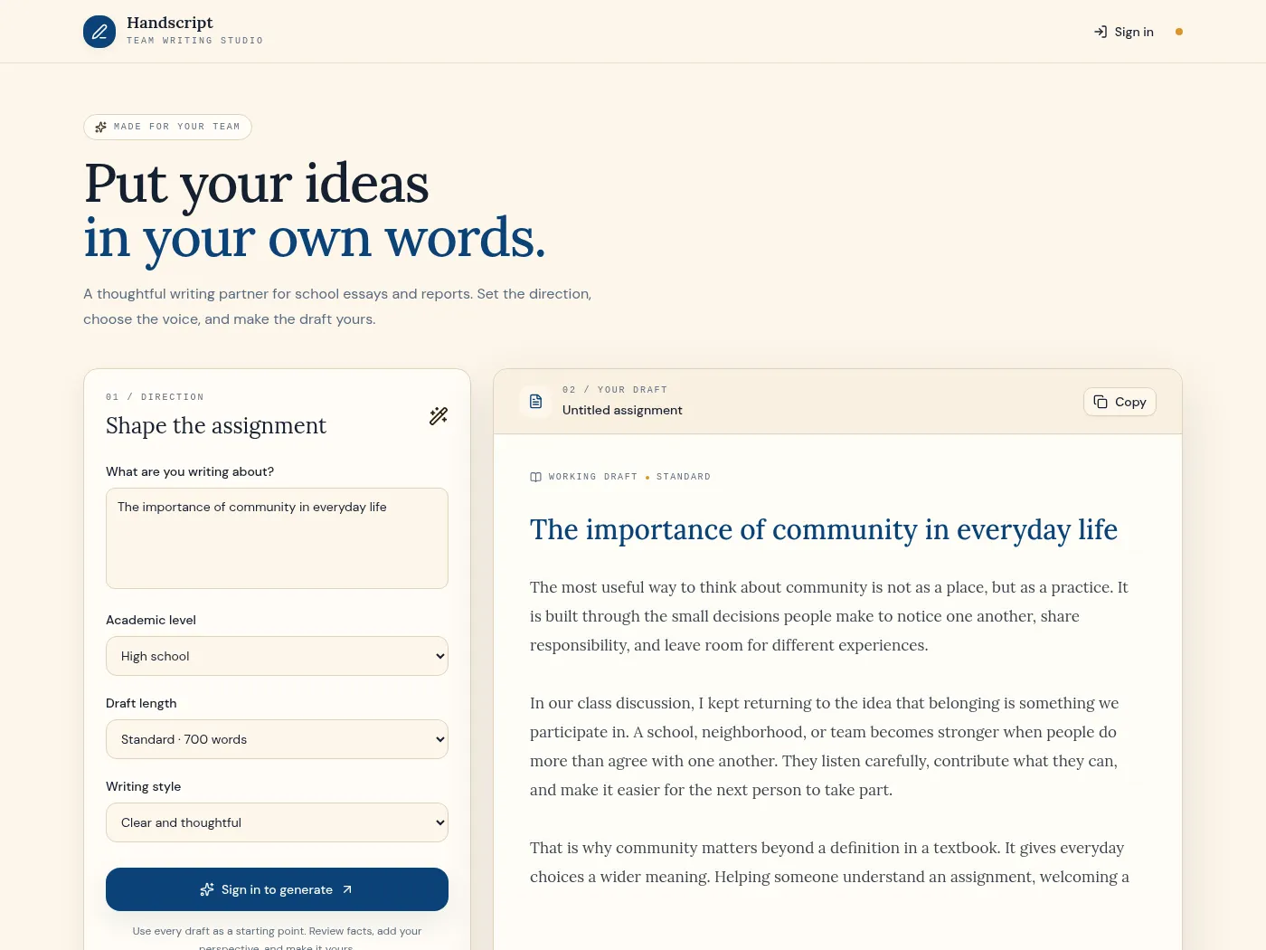 Handscript AI Writer
