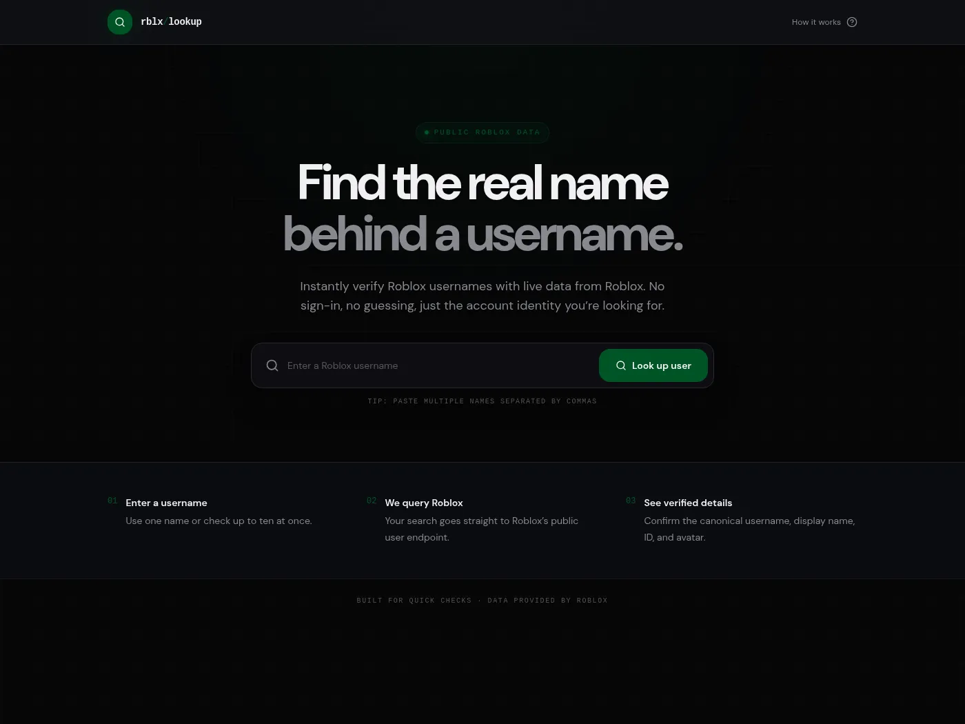 Roblox Username Lookup