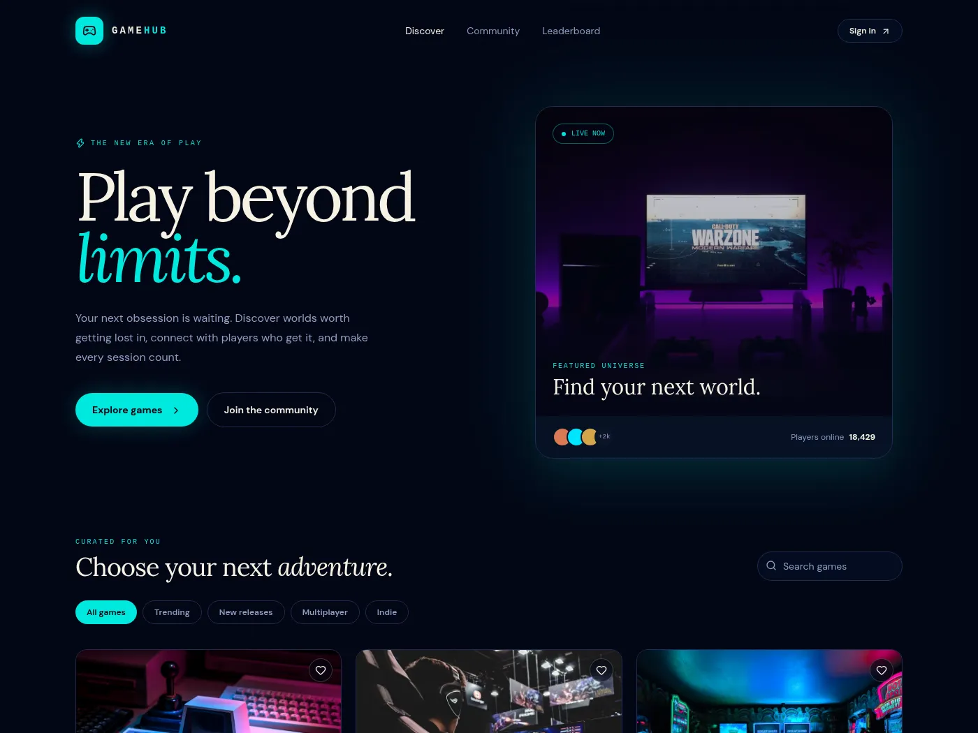 GameHub Web App
