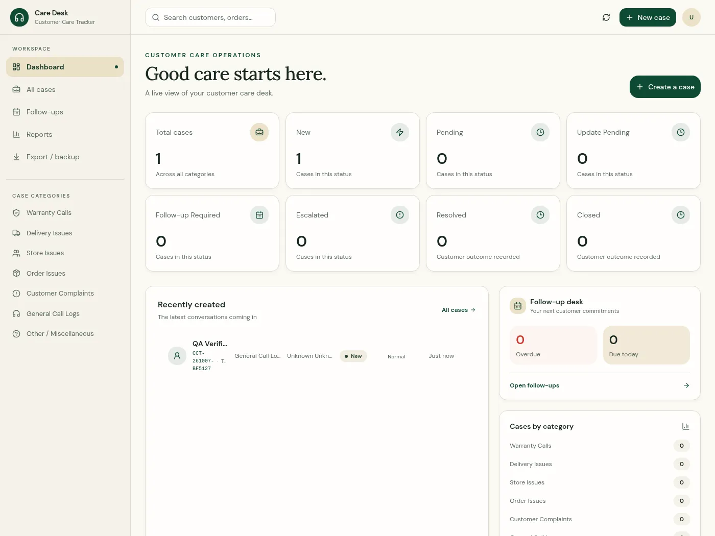 Customer Care Tracker