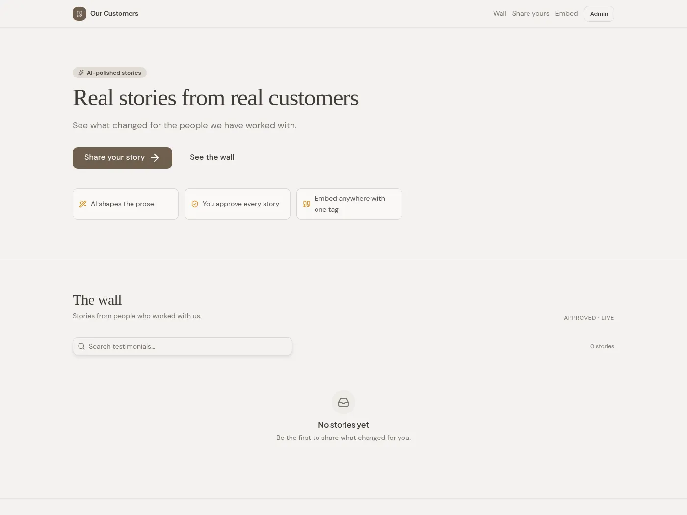 Testimonial AI Wall