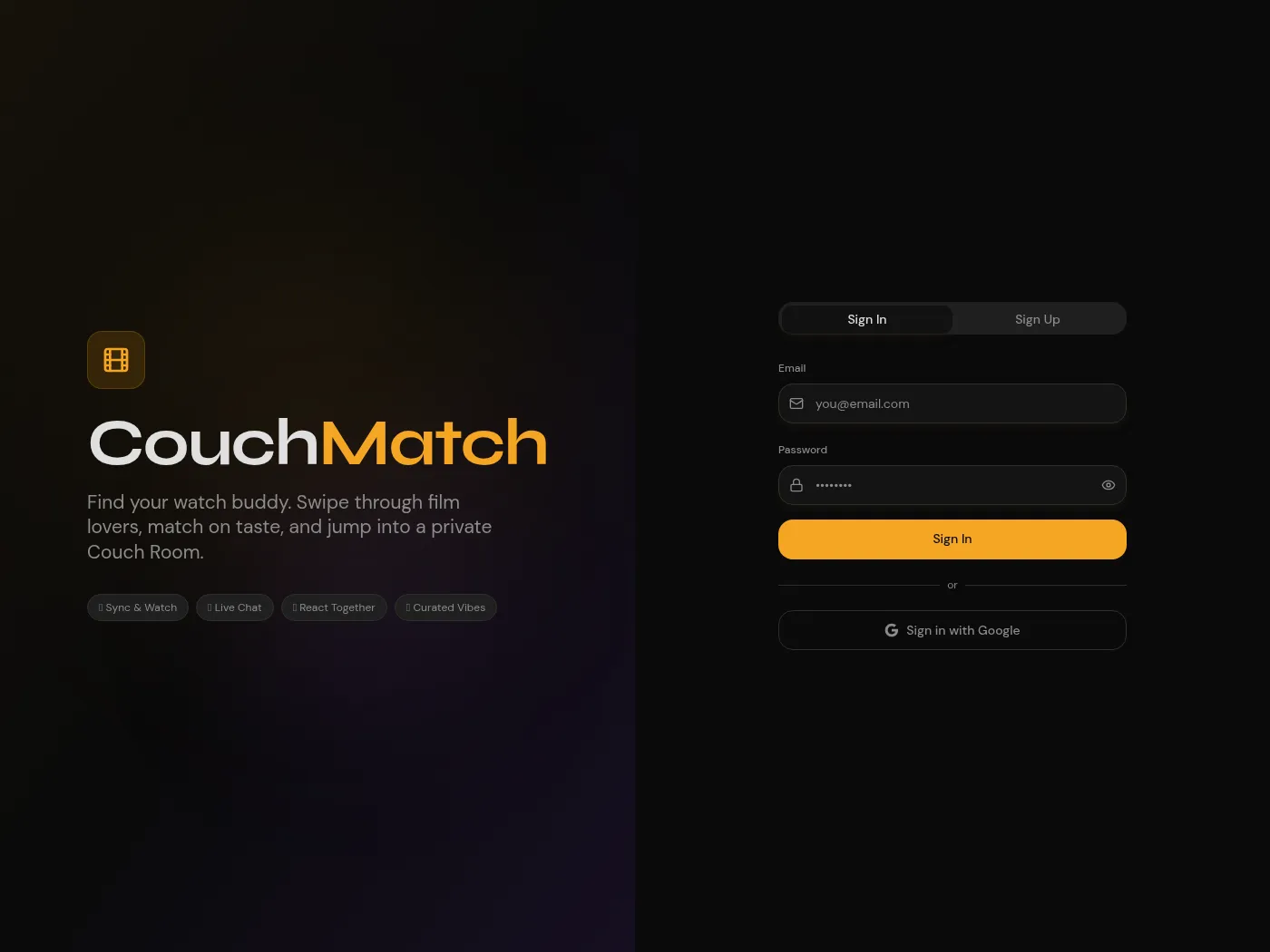 CouchMatch Watch Party App
