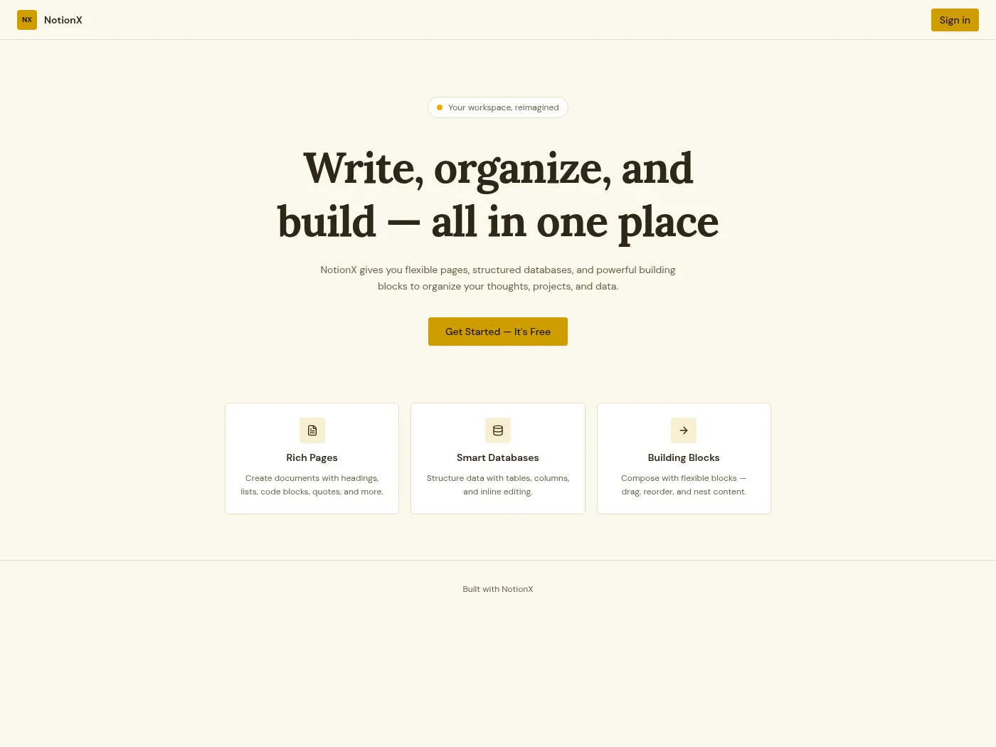 NotionX Workspace