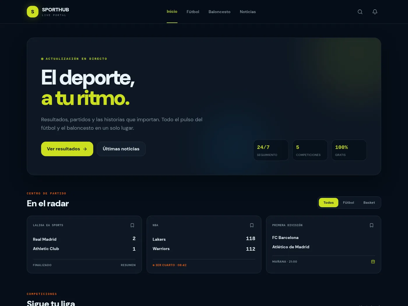 SportHub Live Portal