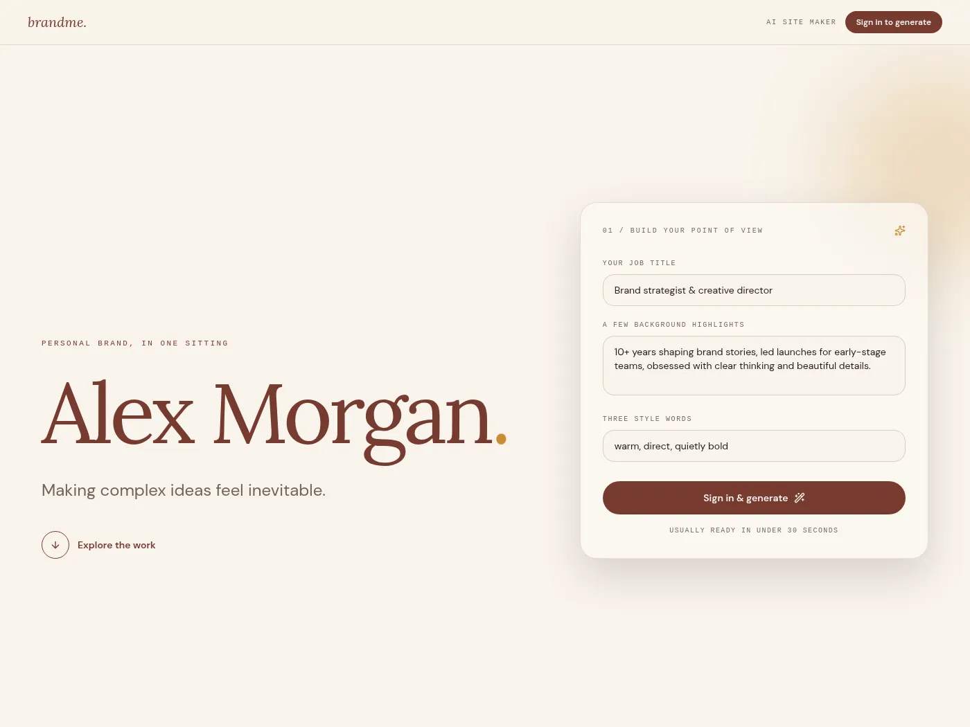 BrandMe AI Site Maker