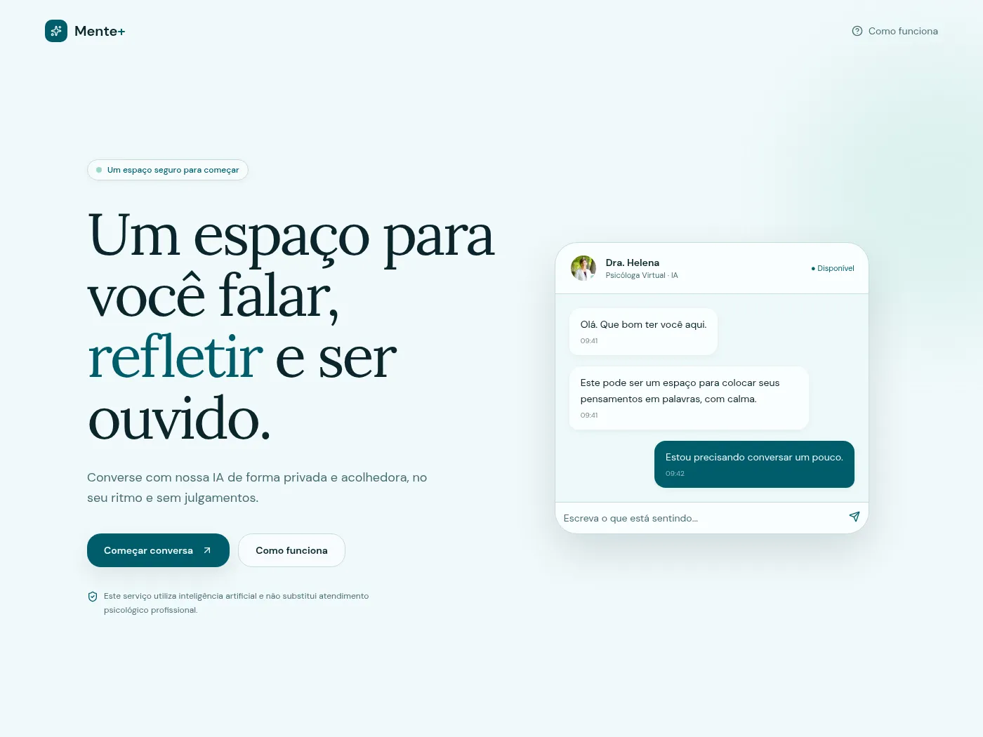 Mente+ AI Therapy Space