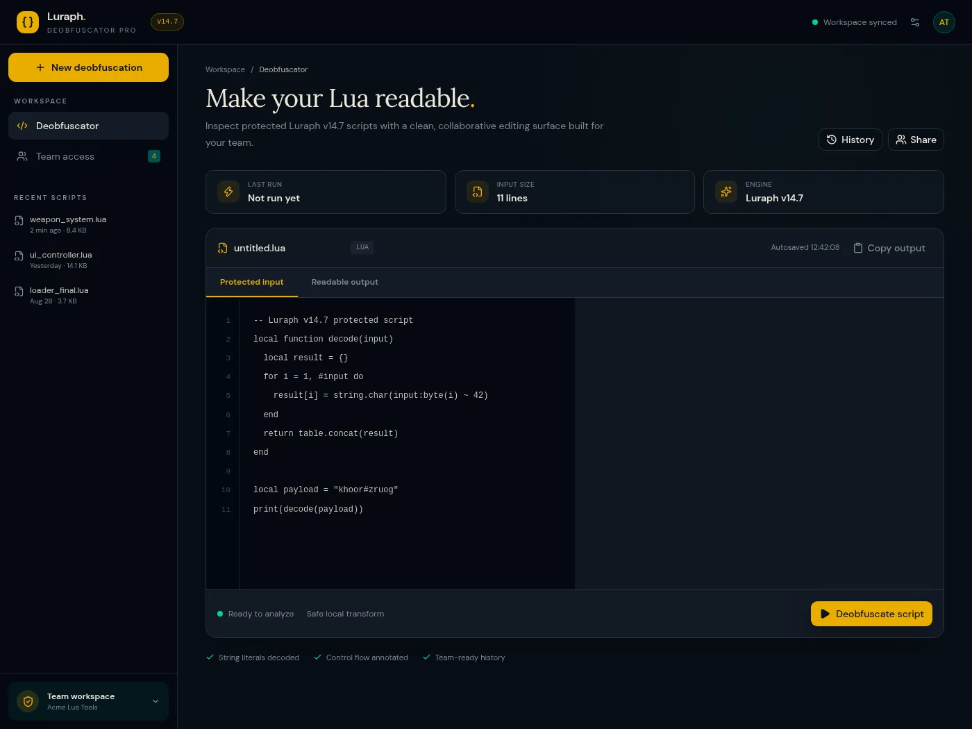 Luraph Deobfuscator Pro