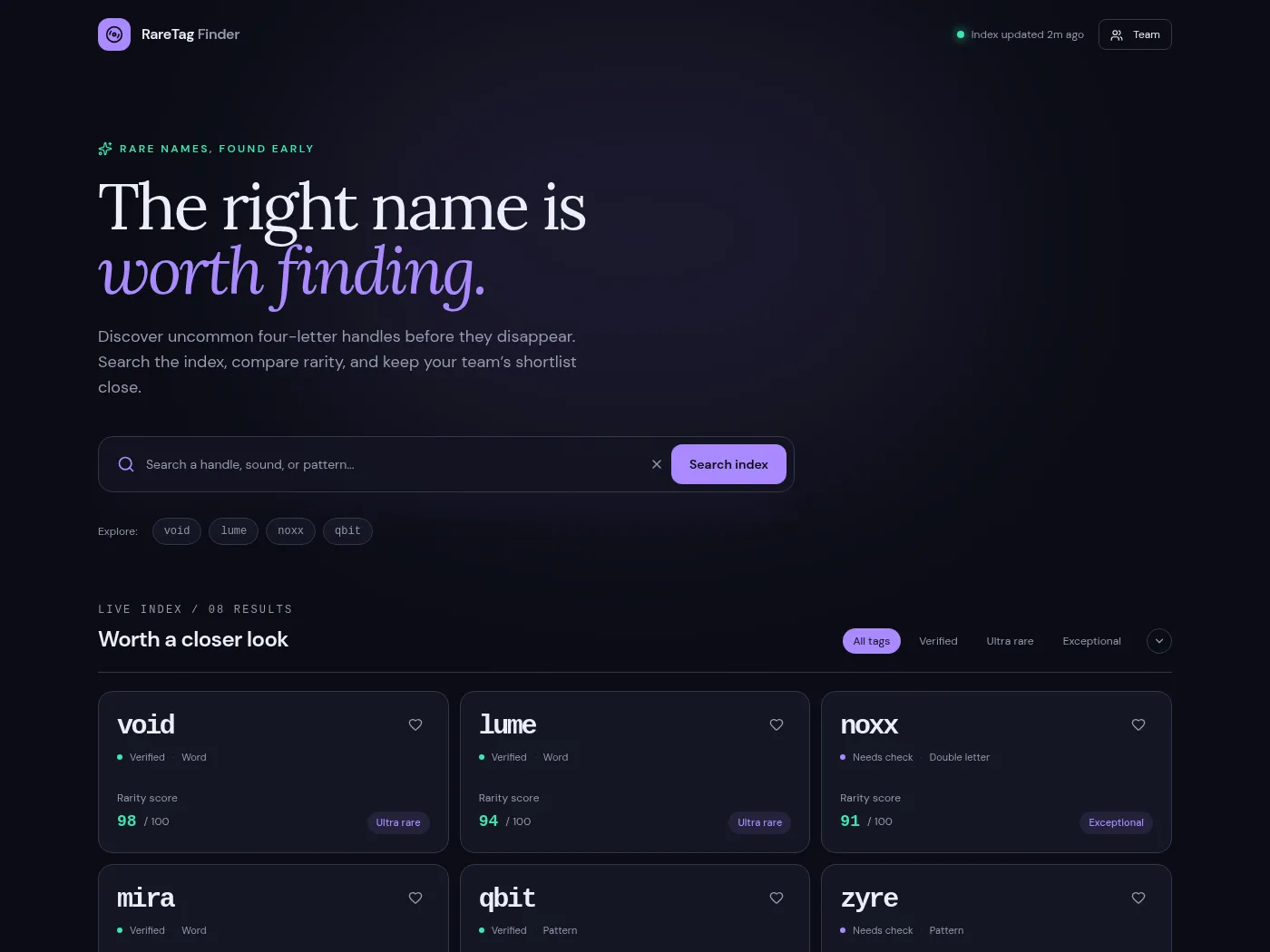 RareTag Finder