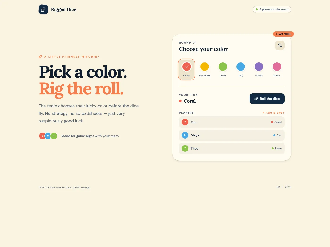 Rigged Color Dice