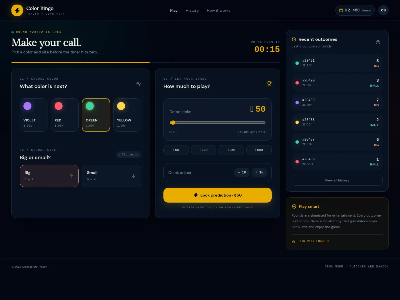 Color Bingo Trader