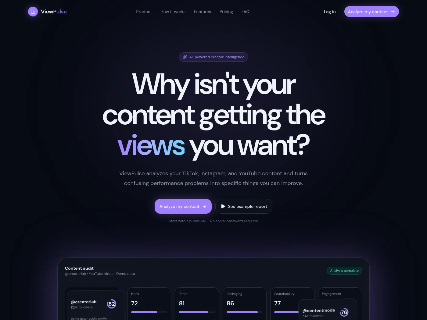 ViewPulse Creator Analytics
