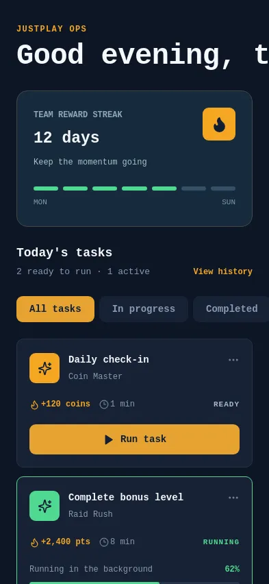 JustPlay Task Assistant
