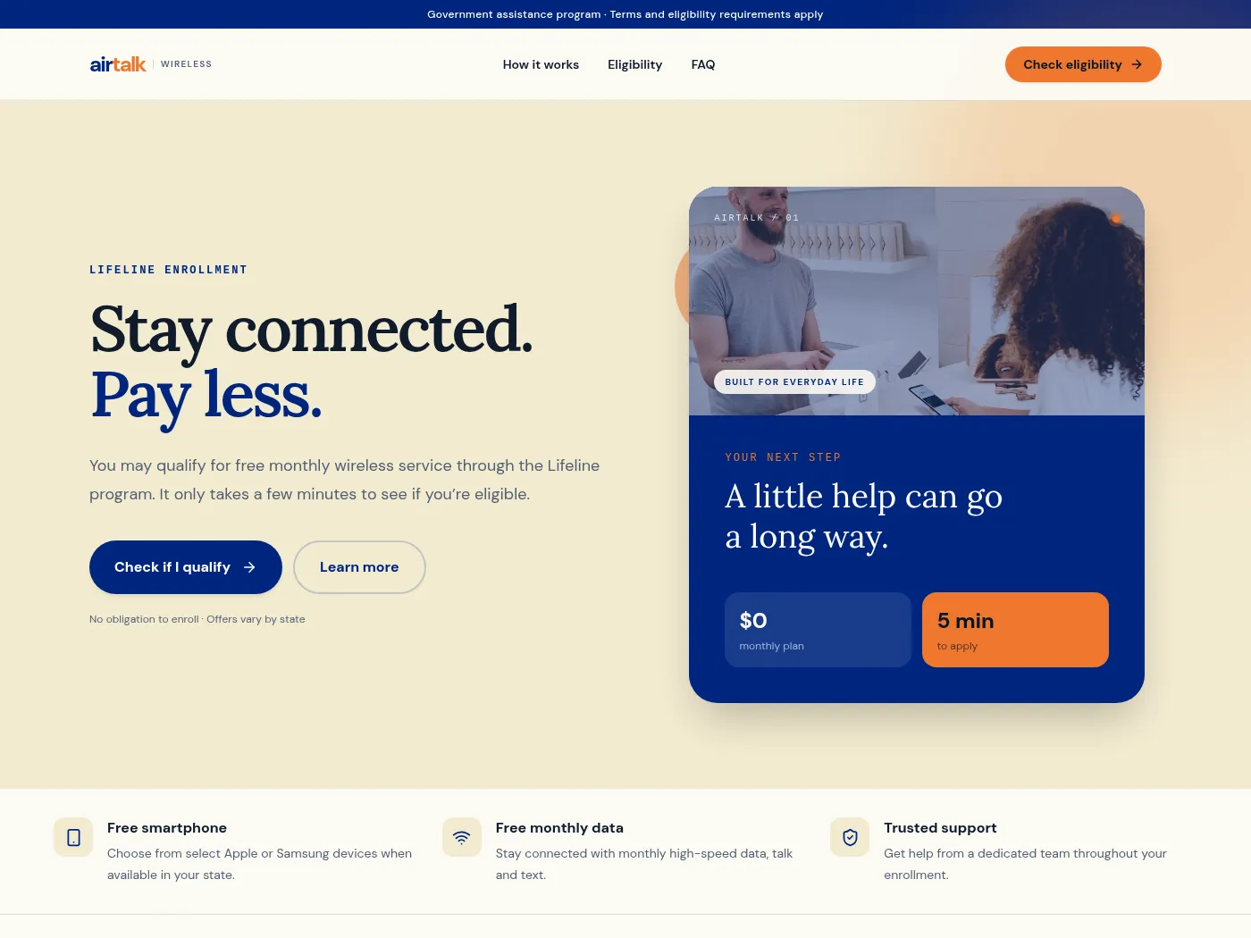 Lifeline Enrollment Landing