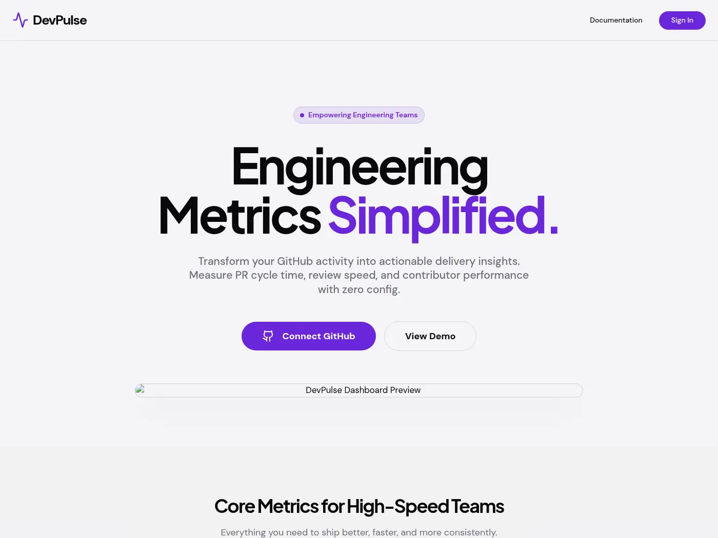 DevPulse Metrics Dashboard