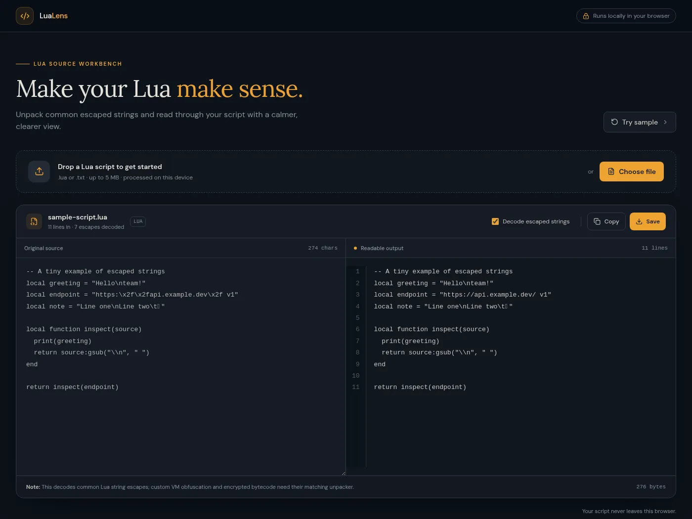 Lua Source Revealr