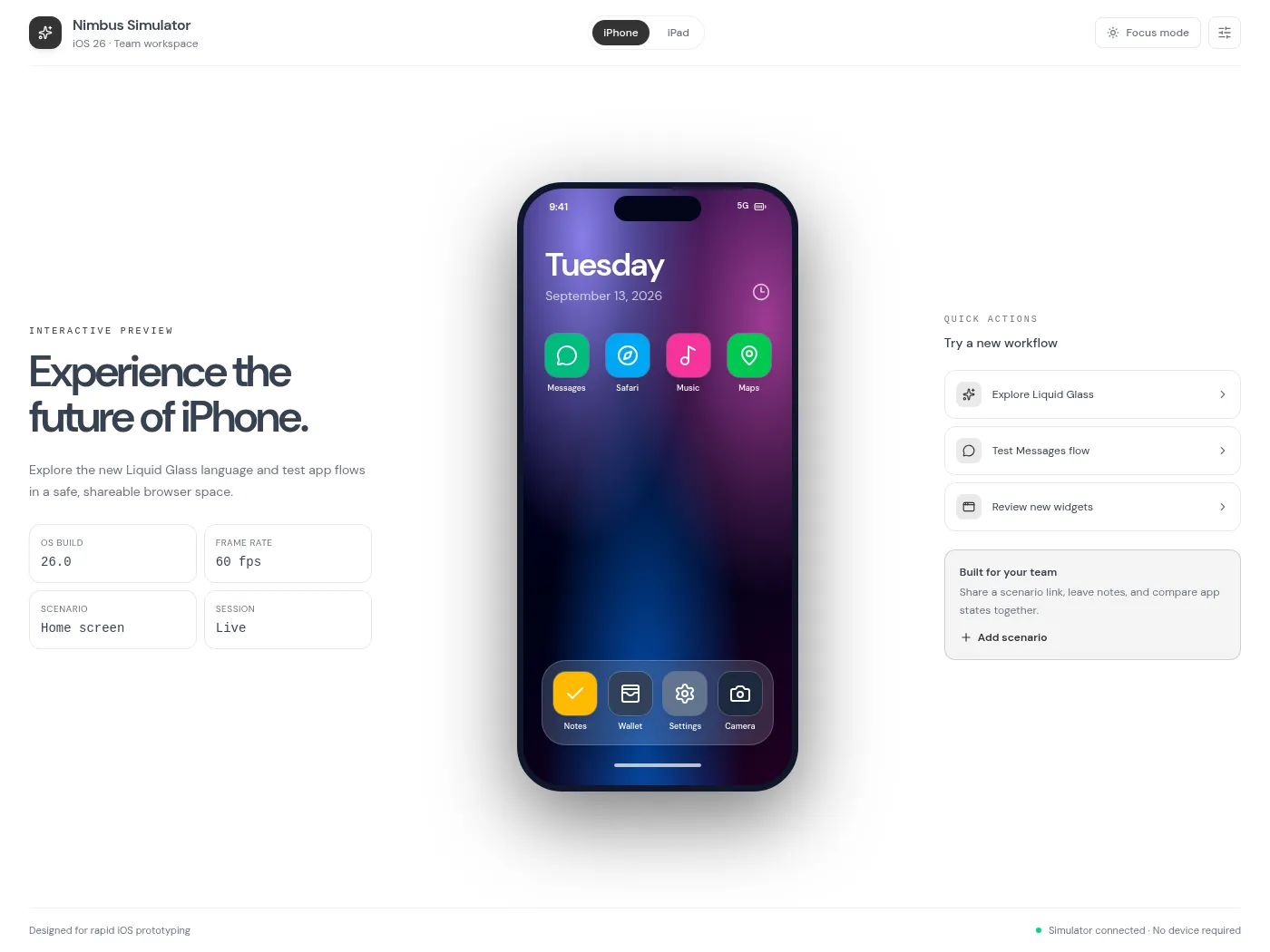 iOS 26 Simulator Web