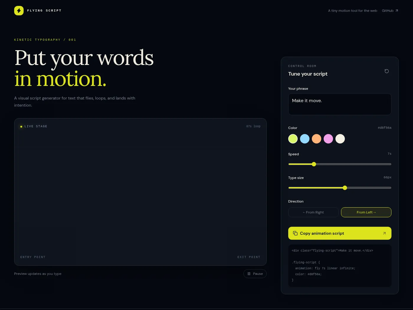 Flying Script Generator