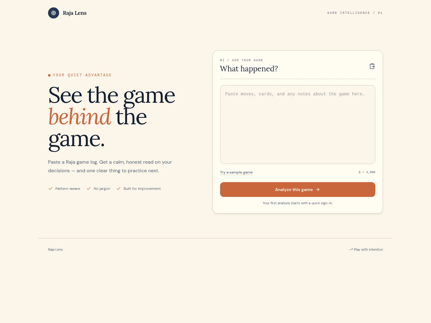 Raja Game Analyzer