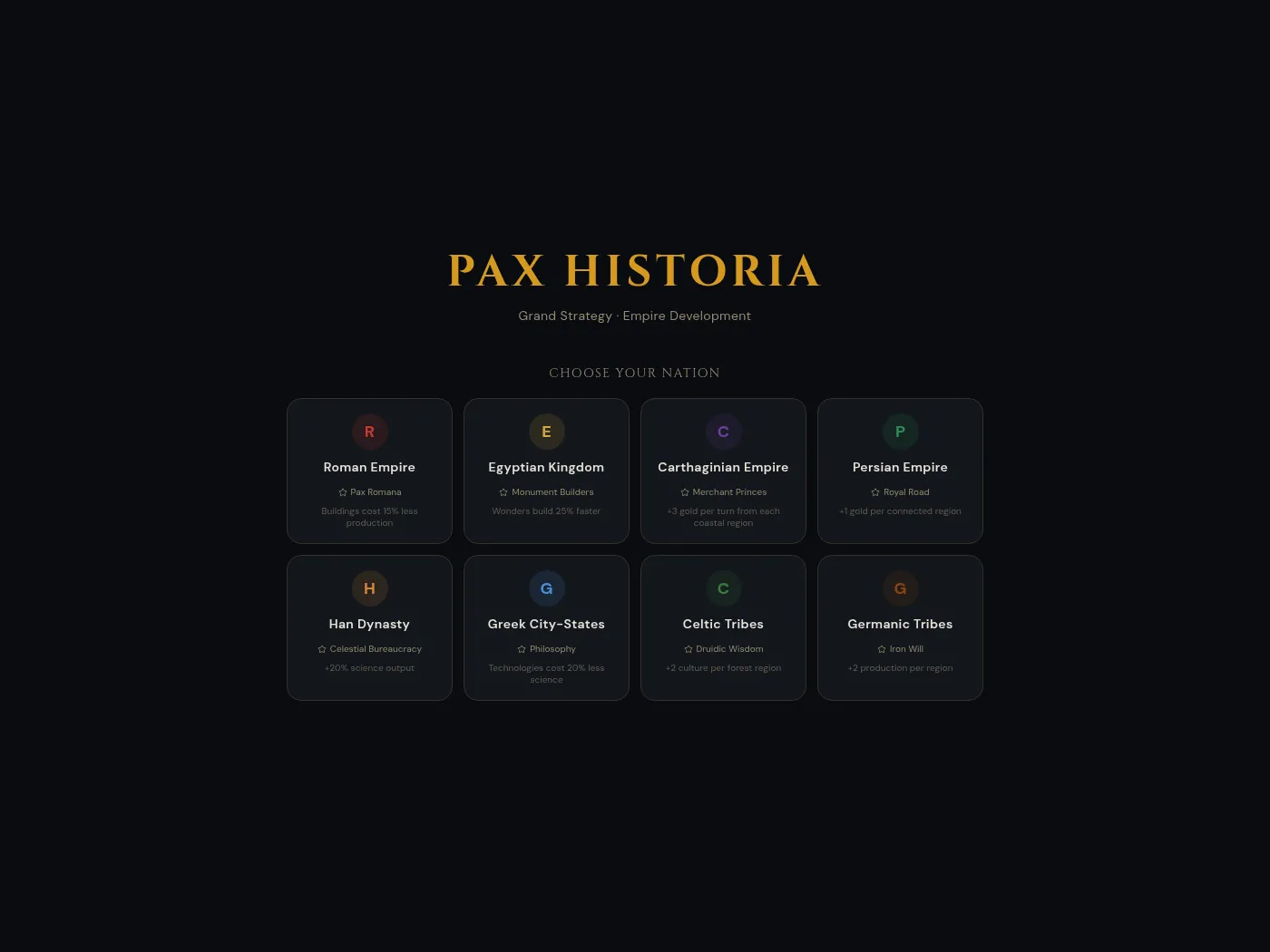 Pax Historia Web Clone