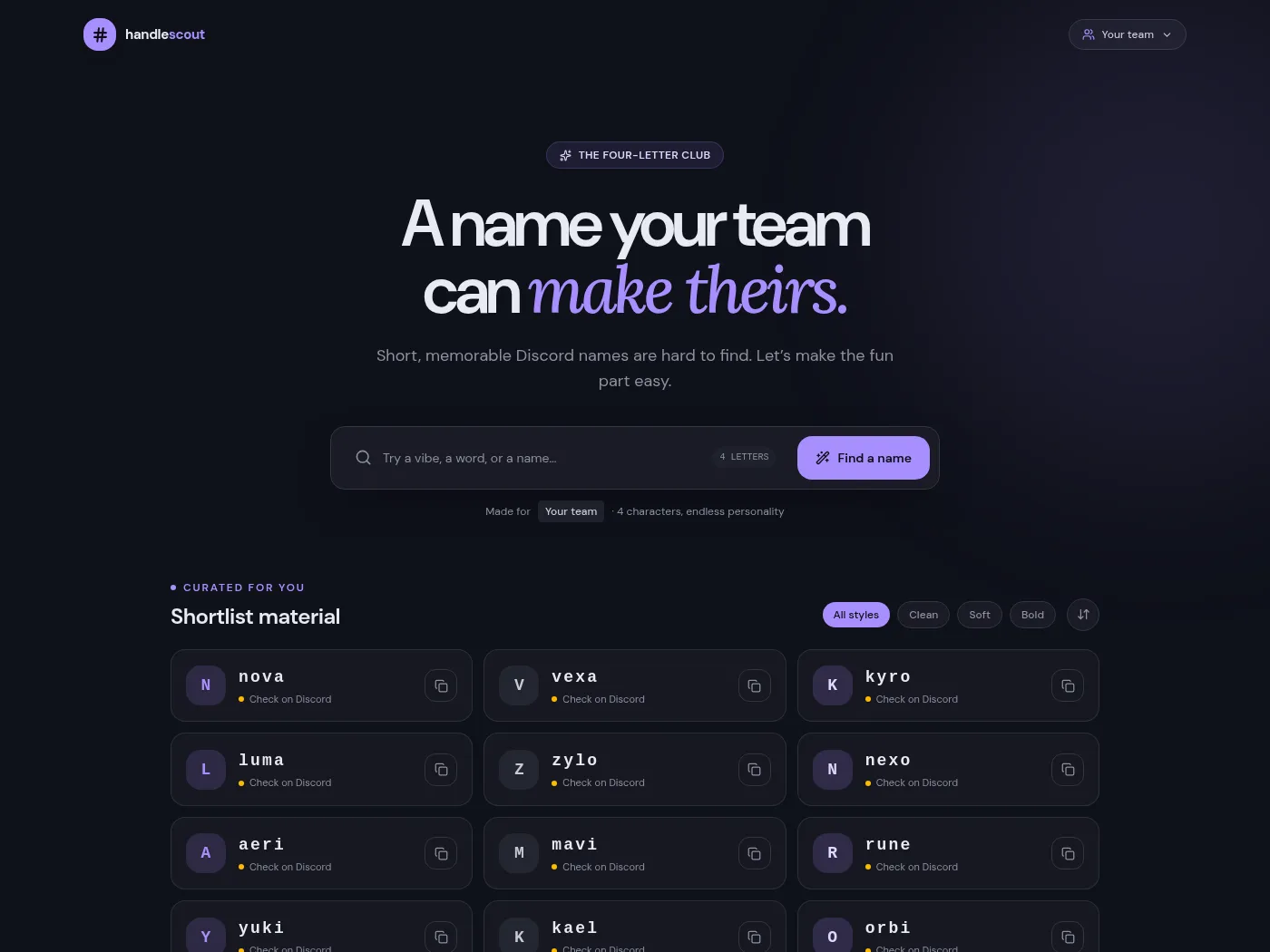 Discord Name Finder