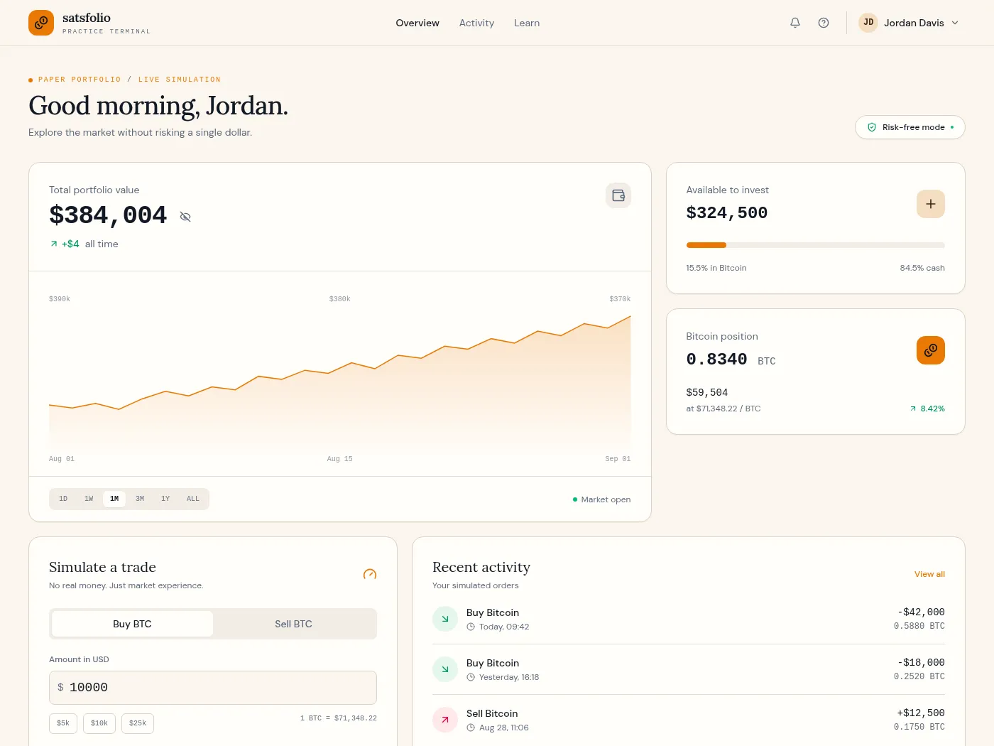 Bitcoin Portfolio Simulator