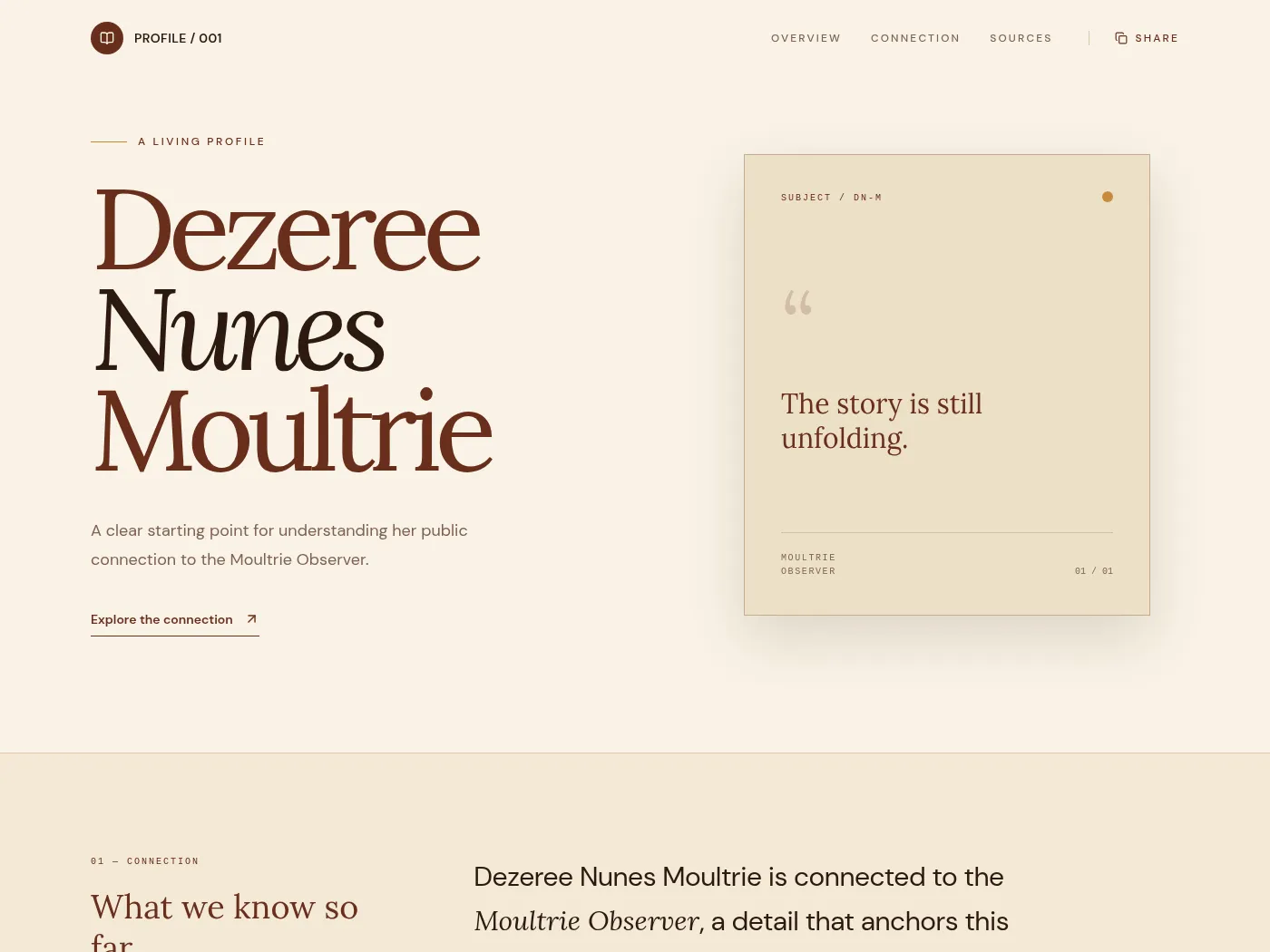 Dezeree Nunes Moultrie Bio