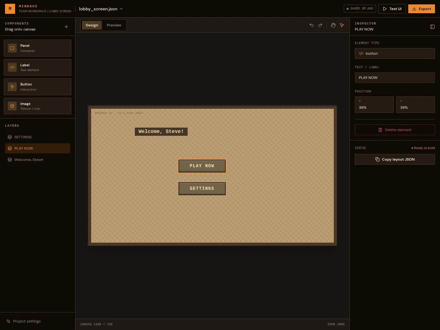 MineGUI Designer