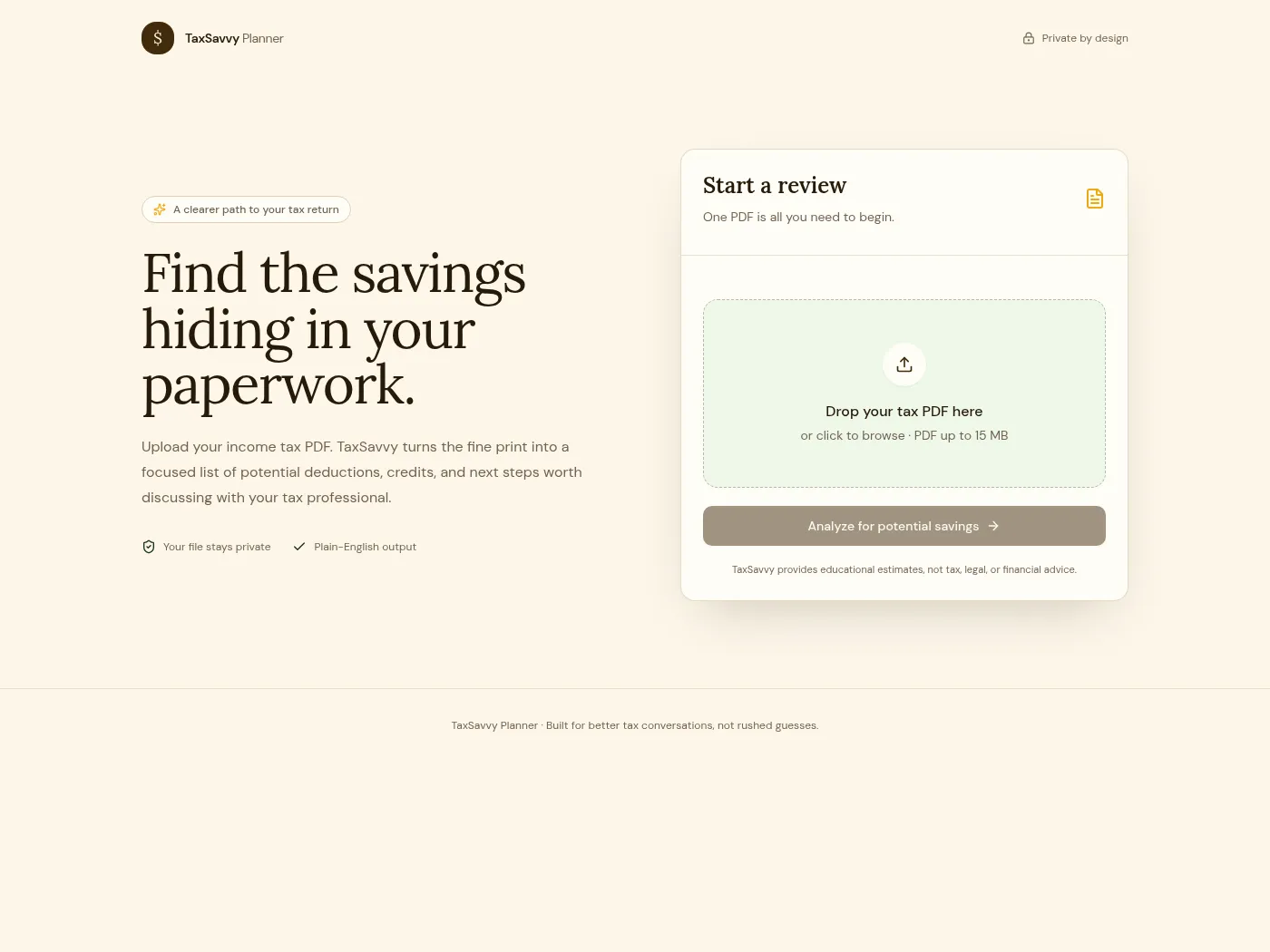 TaxSavvy Planner