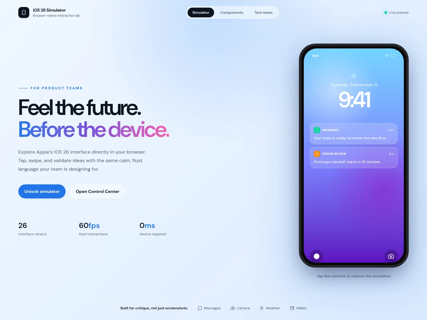 iOS 26 Web Simulator