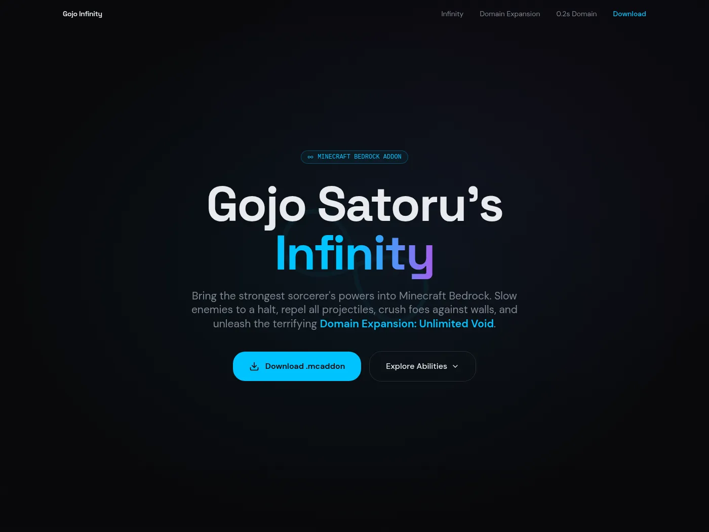 Gojo Infinity Minecraft Addon