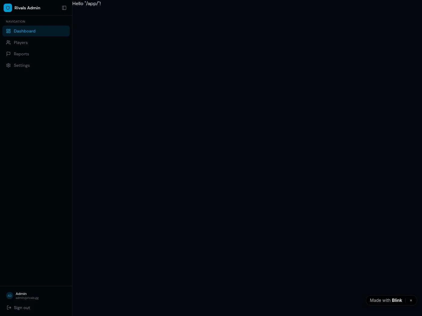 Rivals Admin Dashboard