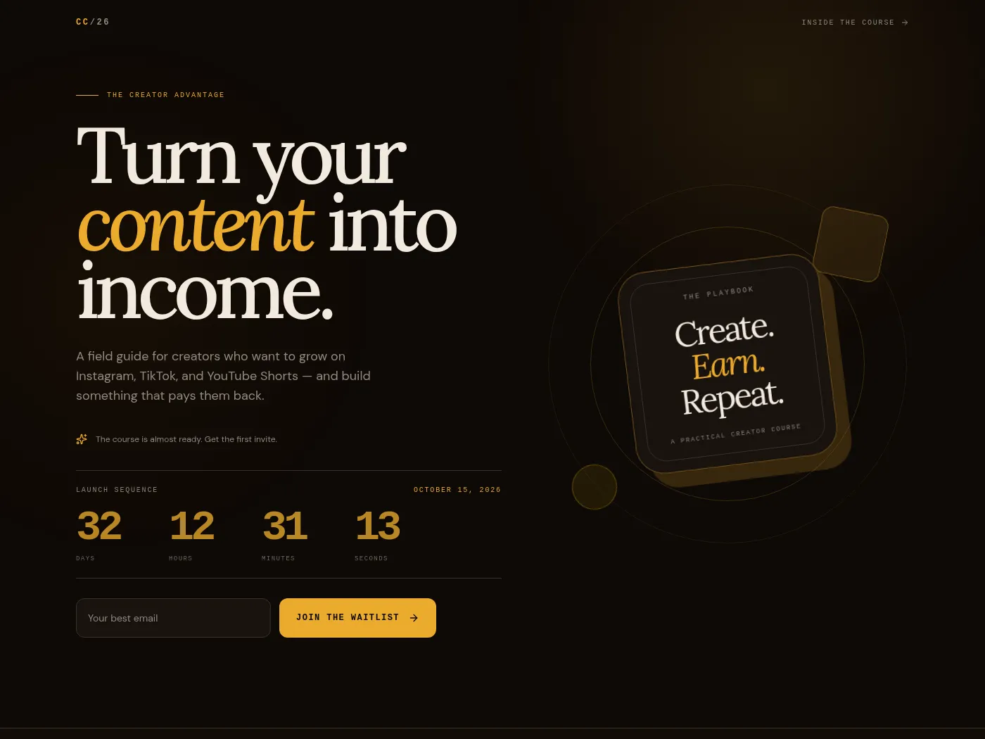 Creator Countdown Landing