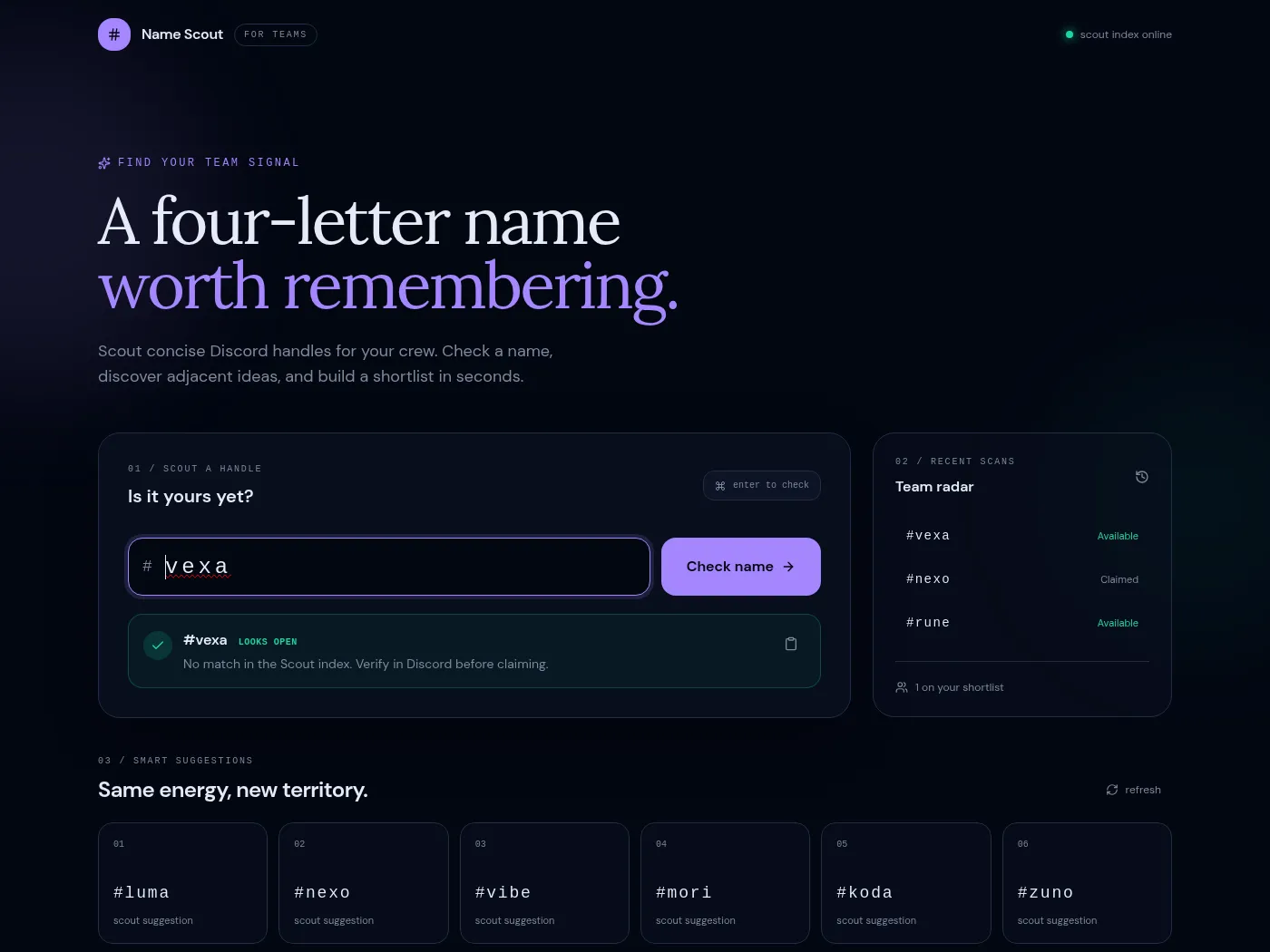 Discord Name Scout