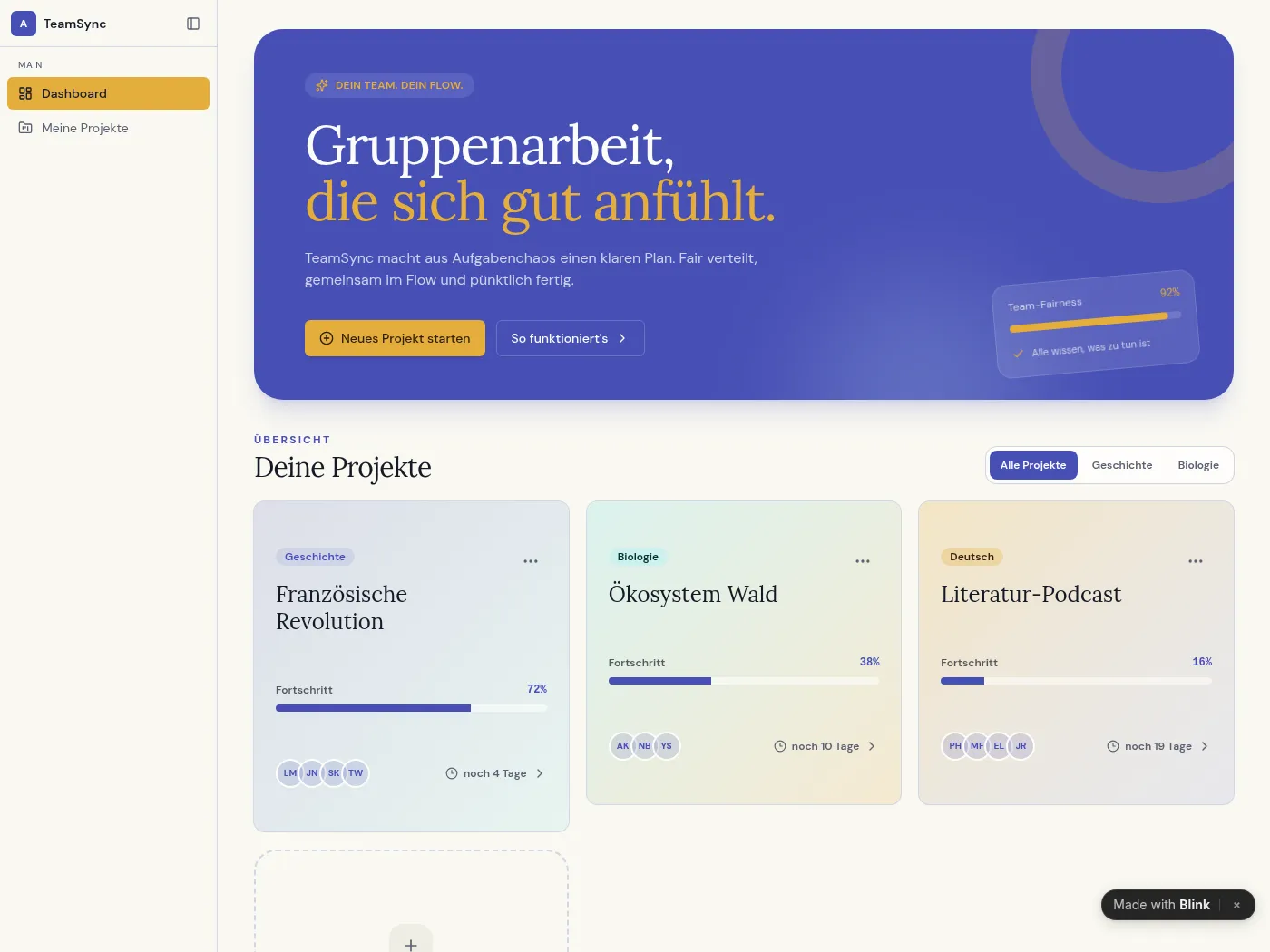 TeamSync Schülerprojekt-Manager