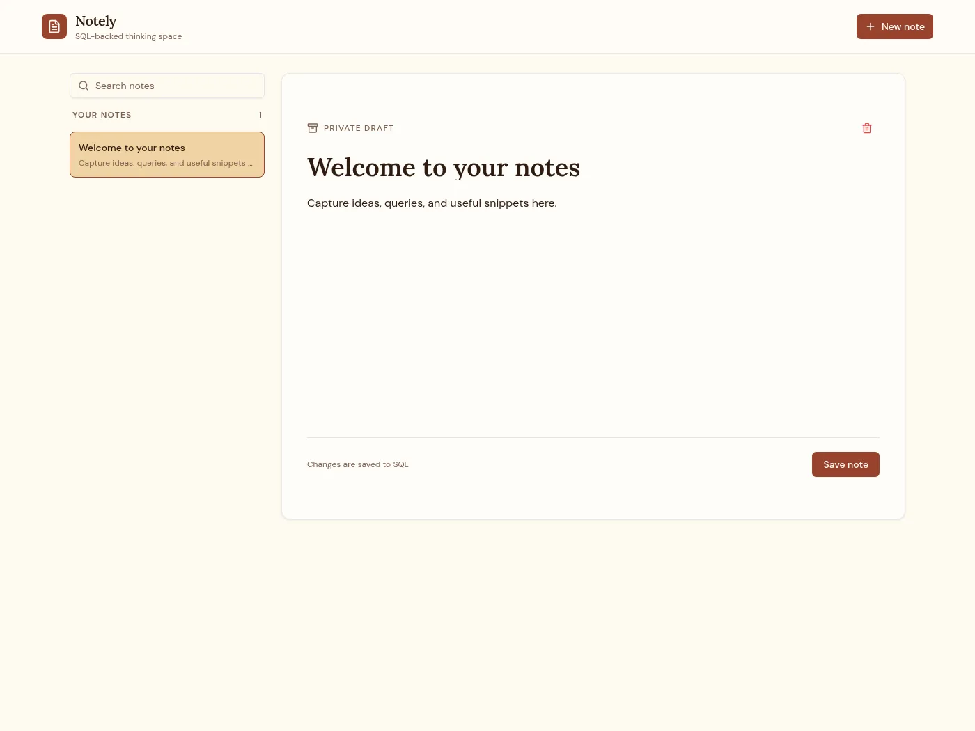 SQL Notes App