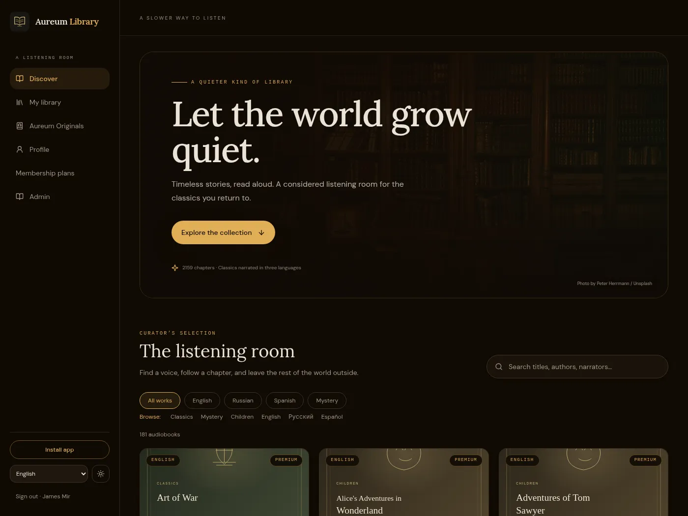 Aureum Library Audiobook Hub