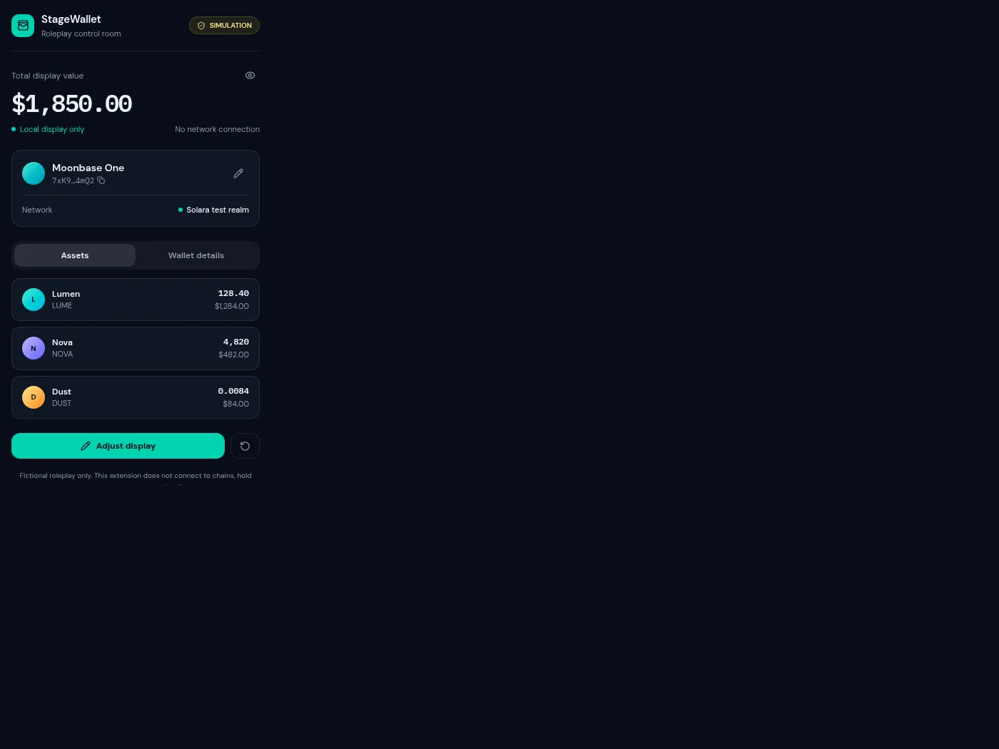 Larp Wallet Simulator