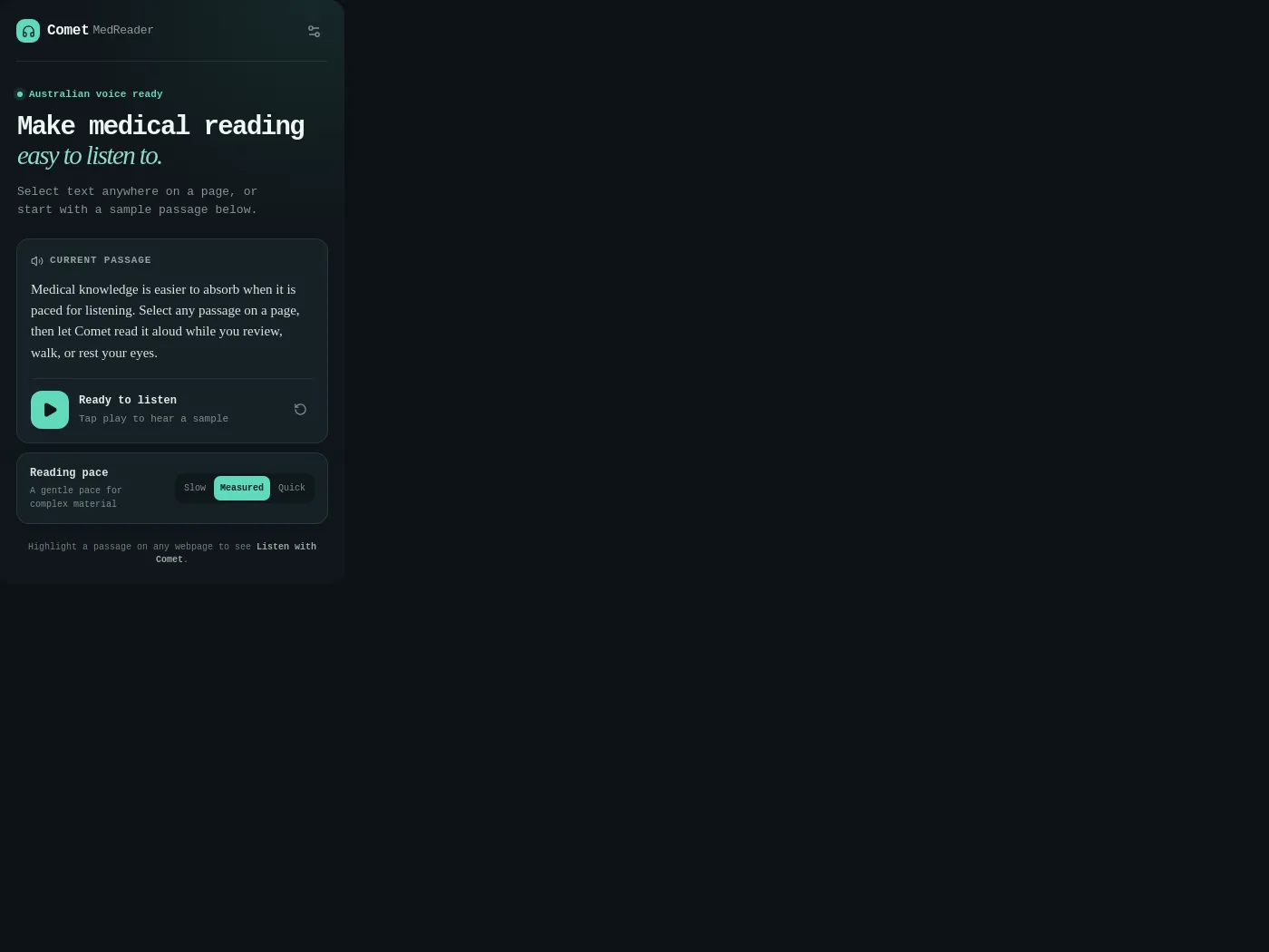 Comet MedReader Extension