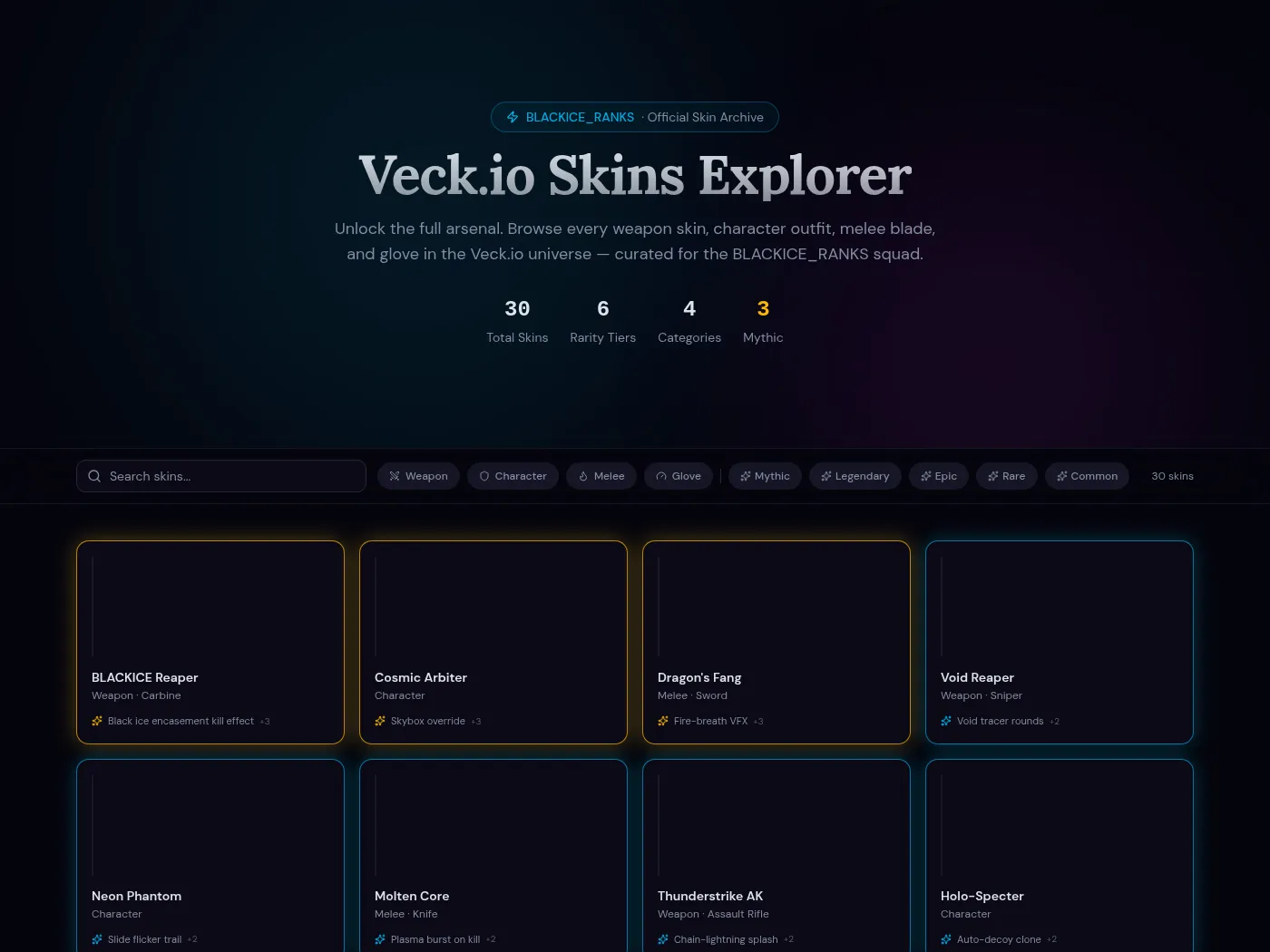Veck.io Skins Explorer
