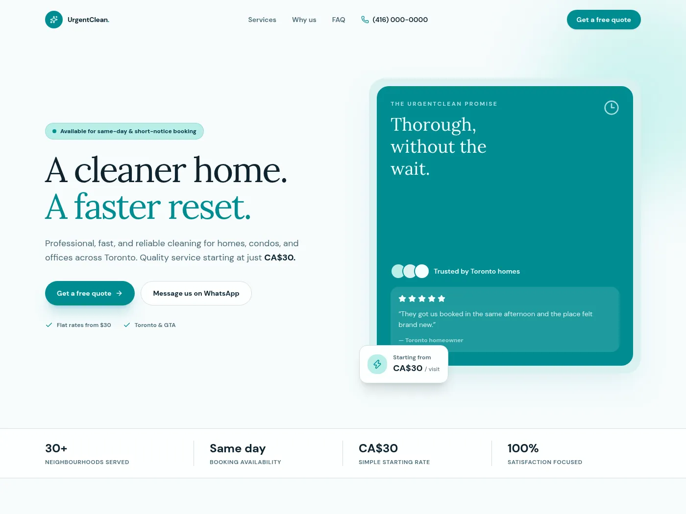 UrgentClean Landing Page