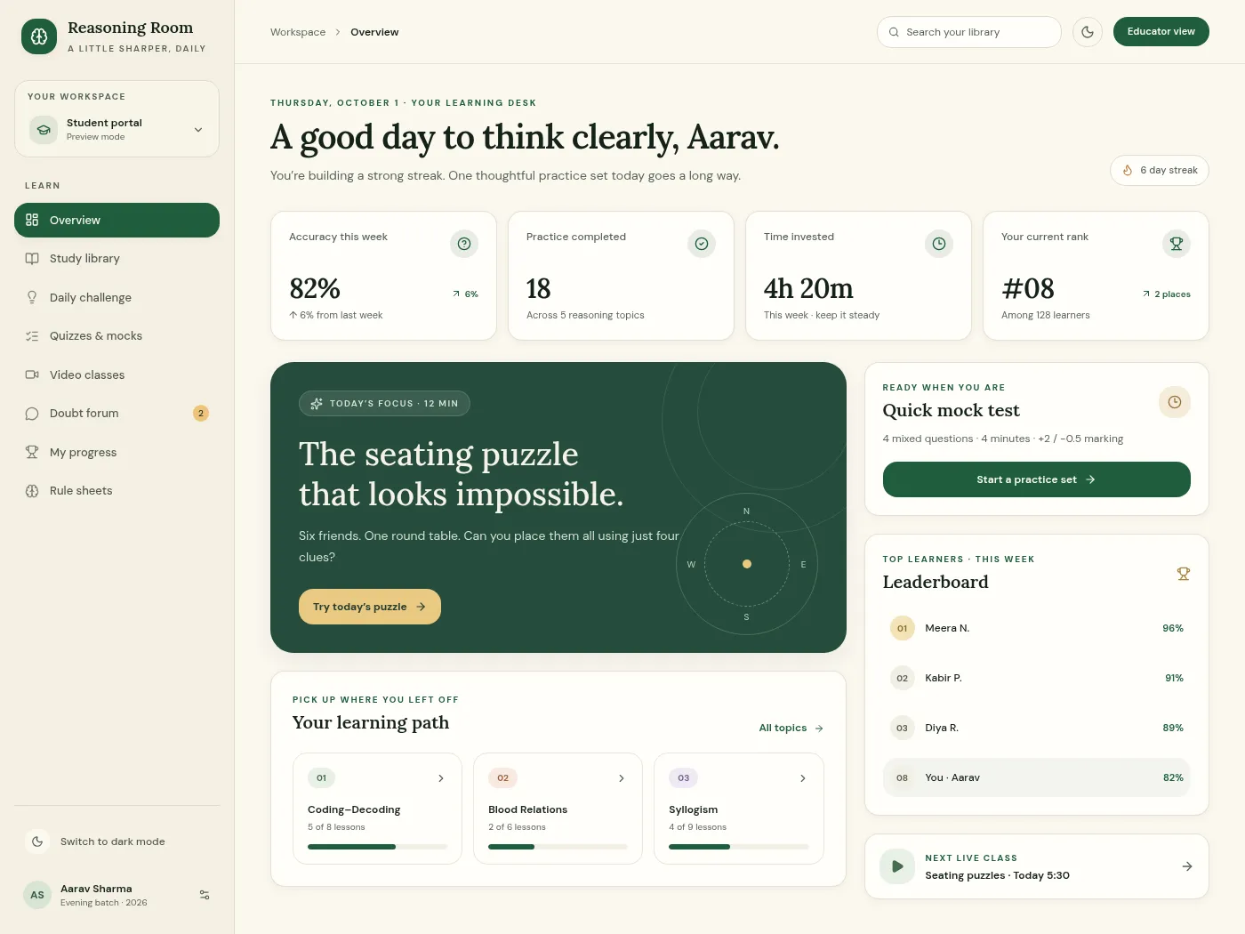 Reasoning Master Portal