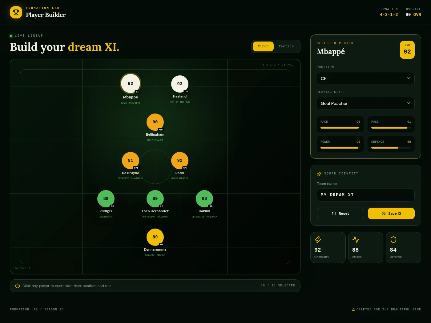 Formation 4312 Player Builder